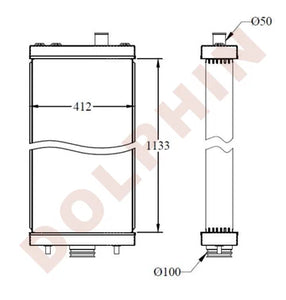 KOMATSU Radiator - 1133 x 413 x 107 mm | Dolphin Catalogue