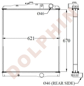 MITSUBISHI Radiator - FUSO CANTER BKG-FE7/BSD 670 x 621 x 48 mm ...