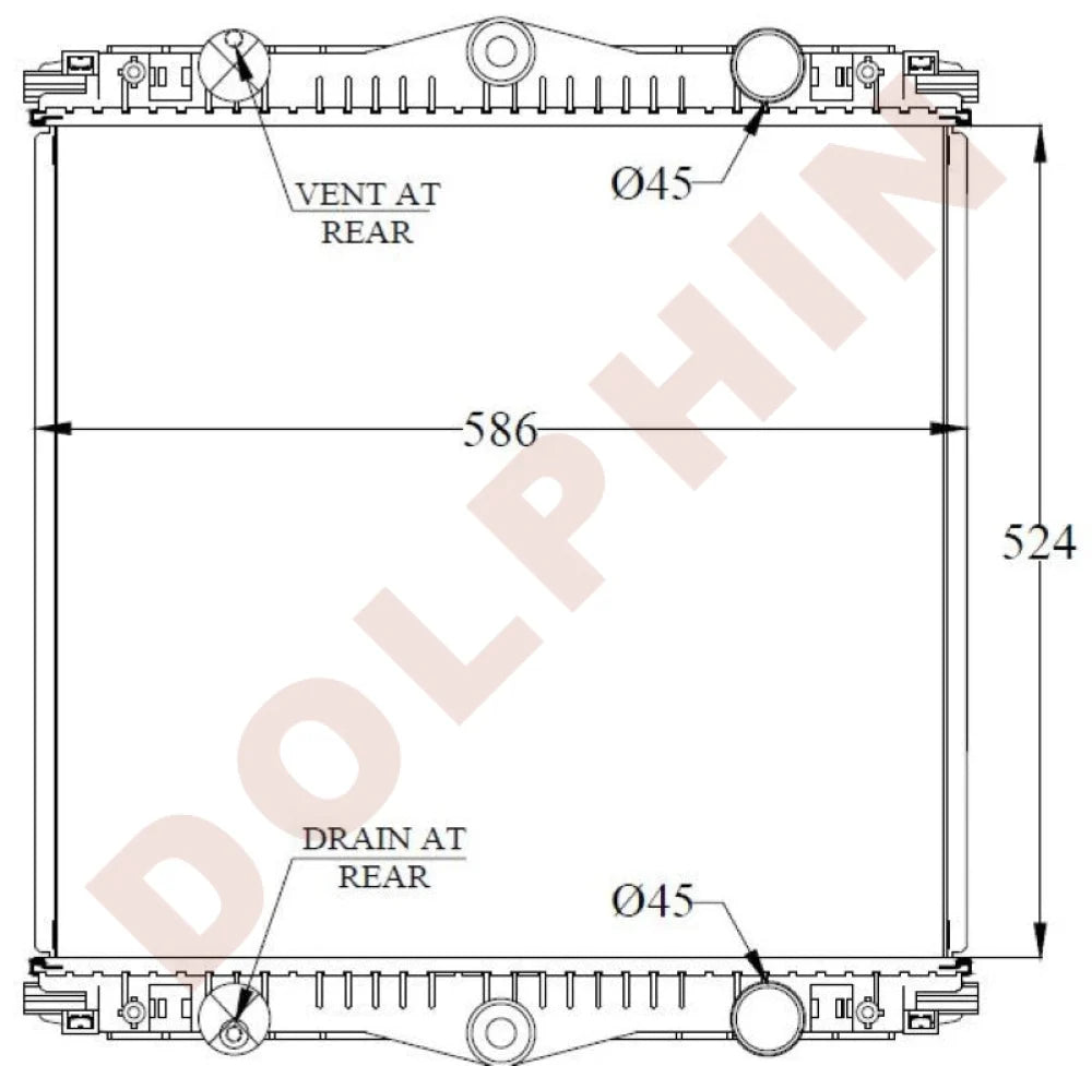 DAF Radiator - LF45 - 524 x 586 x 54 mm | Dolphin Catalogue