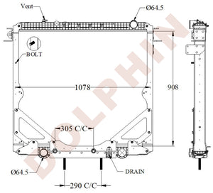 FREIGHTLINER Radiator - W95, 114SD (908 x 1078 x 54) | Dolphin Catalogue