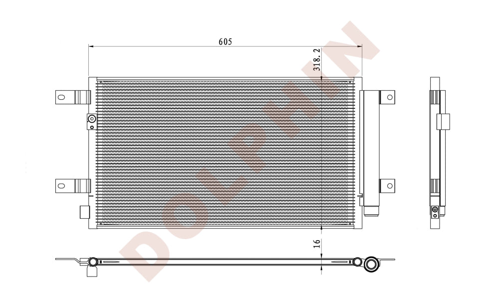 HINO Radiator - HINO 268 (2012) 605 x 318.2 x 16 mm | Dolphin Catalogue