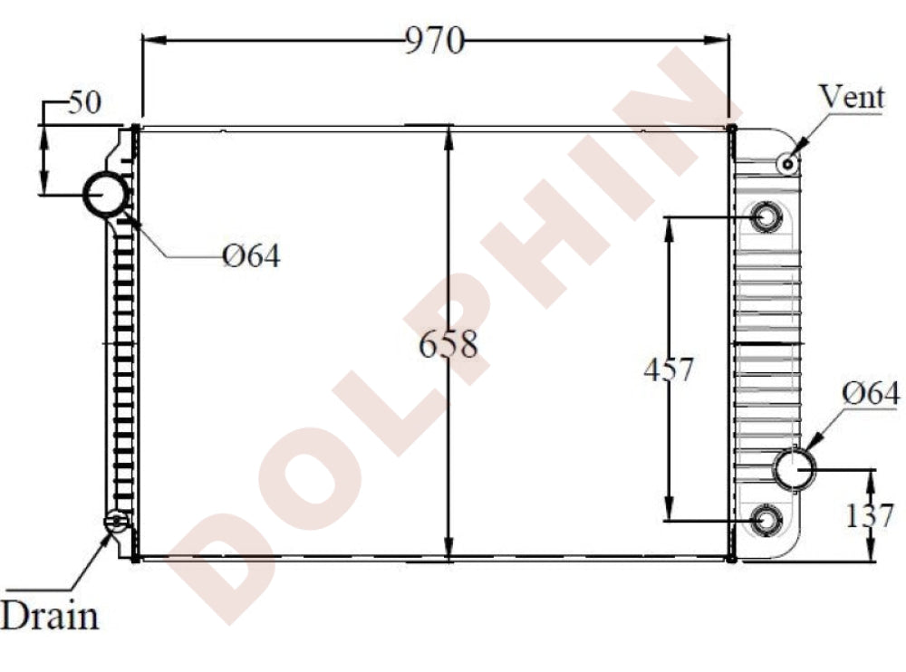 INTERNATIONAL Radiator - 7300, 7400, 7600, 7700 Series 970 x 658 x 54 ...