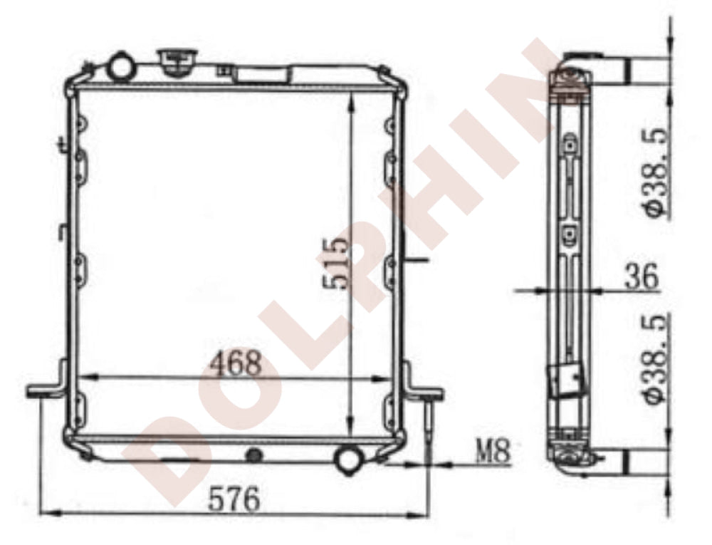 ISUZU Radiator - 515 x 468 x 36 mm | Dolphin Catalogue