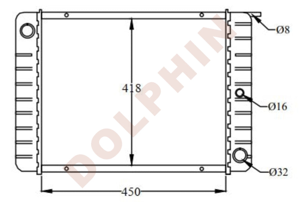 VOLVO Radiator 240, 242, 244, 245 - 450 x 418 x 32 mm | Dolphin Catalogue